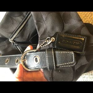 Coach | Bags | Coach Signature Icon Bag Black Leather Nylon Euc | Poshmark